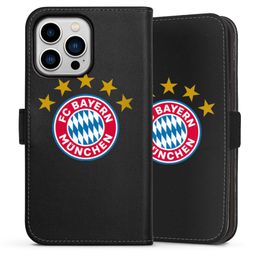 DeinDesign iPhone 13 Pro Handy Klapph&uuml;lle Handyh&uuml;lle aus Kunst Leder schwarz Flip Case Star Fcb Fc Bayern M&uuml;nchen Sideflip mit Lasche