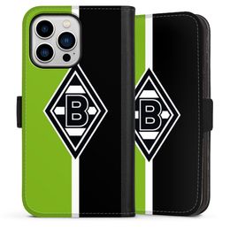 DeinDesign iPhone 13 Pro Handy Klapph&uuml;lle Handyh&uuml;lle aus Kunst Leder schwarz Flip Case Borussia M&ouml;nchengladbach Gladbach Bundesliga Sideflip mit Lasche