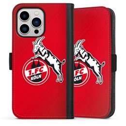 DeinDesign iPhone 13 Pro Handy Klapph&uuml;lle Handyh&uuml;lle aus Kunst Leder schwarz Flip Case 1. Fc K&ouml;ln Effzeh Official Licensed Product Sideflip mit Lasche