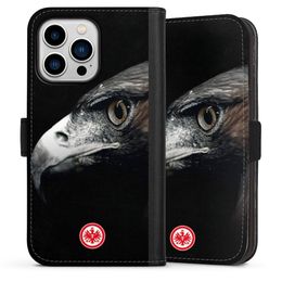 DeinDesign iPhone 13 Pro Handy Klapph&uuml;lle Handyh&uuml;lle aus Kunst Leder schwarz Flip Case European Cup Official Licensed Product Eintracht Frankfurt Sideflip mit 