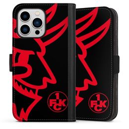 DeinDesign iPhone 13 Pro Handy Klapph&uuml;lle Handyh&uuml;lle aus Kunst Leder schwarz Flip Case 1. Fc Kaiserslautern Logo Official Licensed Product Sideflip mit Lasche