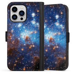 DeinDesign iPhone 13 Pro Handy Klapph&uuml;lle Handyh&uuml;lle aus Kunst Leder schwarz Flip Case Weltall Star Galaxy Sideflip mit Lasche