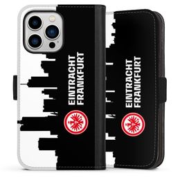 DeinDesign iPhone 13 Pro Handy Klapph&uuml;lle Handyh&uuml;lle aus Kunst Leder schwarz Flip Case Eintracht Frankfurt Sge Official Licensed Product Sideflip mit Lasche