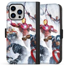 DeinDesign iPhone 13 Pro Handy Klapph&uuml;lle Handyh&uuml;lle aus Kunst Leder schwarz Flip Case Marvel Avengers Official Licensed Product Sideflip mit Lasche