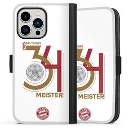 DeinDesign iPhone 13 Pro Handy Klapph&uuml;lle Handyh&uuml;lle aus Kunst Leder schwarz Flip Case Official Licensed Product Master Fc Bayern M&uuml;nchen Sideflip mit Lasche