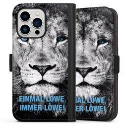 DeinDesign iPhone 13 Pro Handy Klapph&uuml;lle Handyh&uuml;lle aus Kunst Leder schwarz Flip Case Official Licensed Product Tsv 1860 M&uuml;nchen Lion Sideflip mit Lasche