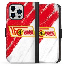 DeinDesign iPhone 13 Pro Handy Klapph&uuml;lle Handyh&uuml;lle aus Kunst Leder schwarz Flip Case 1. Fc Union Berlin Logo Official Licensed Product Sideflip mit Lasche
