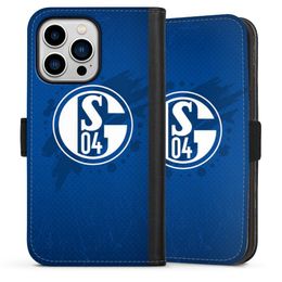 DeinDesign iPhone 13 Pro Handy Klapph&uuml;lle Handyh&uuml;lle aus Kunst Leder schwarz Flip Case Official Licensed Product Fc Schalke 04 Schalke 04 Sideflip mit Lasche