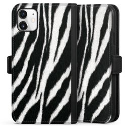 DeinDesign iPhone 11 Handy Klapph&uuml;lle Handyh&uuml;lle aus Kunst Leder schwarz Flip Case Fur Muster Zebra Sideflip mit Lasche