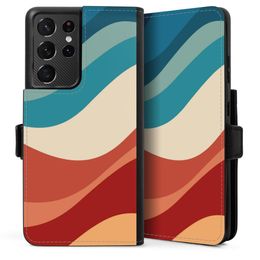 DeinDesign Galaxy S21 Ultra 5G Handy Klapph&uuml;lle Handyh&uuml;lle aus Kunst Leder schwarz Flip Case Ombre Wave Colour Sideflip mit Lasche