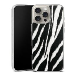 DeinDesign iPhone 16 Pro Max Handy Silikon H&uuml;lle Case transparent Handyh&uuml;lle Fur Muster Zebra Silikon Case