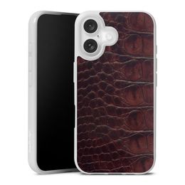 DeinDesign iPhone 16 Handy Silikon H&uuml;lle Case wei&szlig; Handyh&uuml;lle Animal Print Crocodile Leather Silikon Case