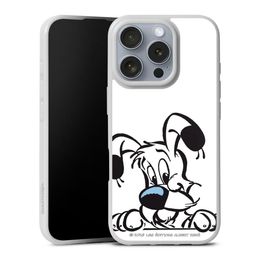 DeinDesign iPhone 16 Pro Handy Silikon H&uuml;lle Case wei&szlig; Handyh&uuml;lle Idefix Official Licensed Product Comic Silikon Case