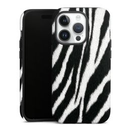 DeinDesign iPhone 14 Pro Handy Panzer Handyh&uuml;lle robuste Outdoor H&uuml;lle Schutzh&uuml;lle matt Fur Muster Zebra Tough Case