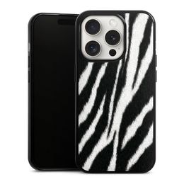 DeinDesign iPhone 15 Pro Handy Slim Case extra d&uuml;nn Silikon Handyh&uuml;lle schwarz H&uuml;lle Fur Muster Zebra Silikon Slim Case