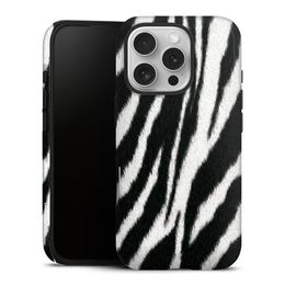 DeinDesign iPhone 16 Pro Handy Panzer Handyh&uuml;lle robuste Outdoor H&uuml;lle Schutzh&uuml;lle gl&auml;nzend Fur Muster Zebra Tough Case