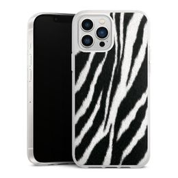 DeinDesign iPhone 13 Pro Max Handy Silikon H&uuml;lle Case transparent Handyh&uuml;lle Fur Muster Zebra Silikon Case