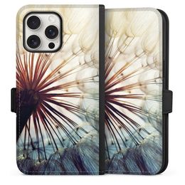 DeinDesign iPhone 15 Pro Max Handy Klapph&uuml;lle Handyh&uuml;lle aus Kunst Leder schwarz Flip Case Photography Dandelion Flowers Sideflip mit Lasche