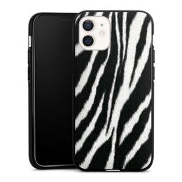 DeinDesign iPhone 12 Handy Silikon H&uuml;lle Case schwarz Handyh&uuml;lle Fur Muster Zebra