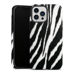 DeinDesign iPhone 13 Pro Max Handy Panzer Handyh&uuml;lle robuste Outdoor H&uuml;lle Schutzh&uuml;lle gl&auml;nzend Fur Muster Zebra Tough Case