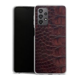 DeinDesign Galaxy A23 5G Handy Silikon H&uuml;lle Case transparent Handyh&uuml;lle Leather Crocodile Animal Print Silikon Case