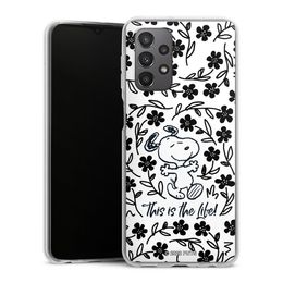 DeinDesign Galaxy A23 5G Handy Silikon H&uuml;lle Case transparent Handyh&uuml;lle Peanuts Flowers Snoopy Silikon Case