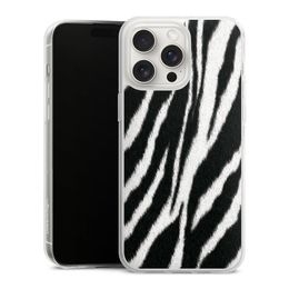DeinDesign iPhone 15 Pro Max Handy Silikon H&uuml;lle Case transparent Handyh&uuml;lle Fur Muster Zebra Silikon Case