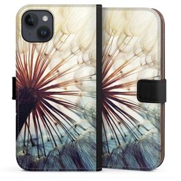 DeinDesign iPhone 14 Plus Handy Klapph&uuml;lle Handyh&uuml;lle aus Kunst Leder schwarz Flip Case Photography Dandelion Flowers Sideflip mit langer Lasche