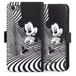 DeinDesign iPhone SE (2020) Handy Klapph&uuml;lle Handyh&uuml;lle aus Kunst Leder schwarz Flip Case Disney Mickey Mouse Official Licensed Product Sideflip mit Lasche