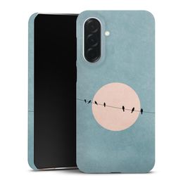 DeinDesign Galaxy A36 5G Handy Premium Case Smartphone Handyh&uuml;lle Schutzh&uuml;lle matt Bird Turquoise Moon Premium Case