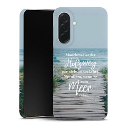 DeinDesign Galaxy A36 5G Handy Premium Case Smartphone Handyh&uuml;lle Schutzh&uuml;lle matt Spruch Beach Statement Premium Case