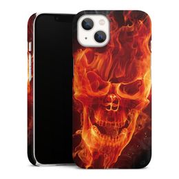 DeinDesign iPhone 13 Handy Premium Case Smartphone Handyh&uuml;lle Schutzh&uuml;lle matt Totenkopf Skull Fire Premium Case