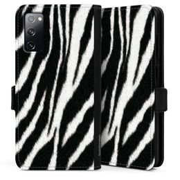 DeinDesign Galaxy S20 Handy Klapph&uuml;lle Handyh&uuml;lle aus Kunst Leder schwarz Flip Case Fur Muster Zebra Sideflip mit Lasche