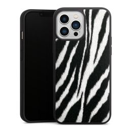 DeinDesign iPhone 13 Pro Max Handy Premium Silikon H&uuml;lle Handyh&uuml;lle schwarz Case Fur Muster Zebra Silikon Premium Case