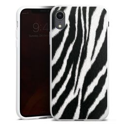 DeinDesign iPhone Xr Handy Silikon H&uuml;lle Case wei&szlig; Handyh&uuml;lle Fur Muster Zebra Silikon Case