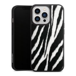 DeinDesign iPhone 13 Pro Handy Premium Silikon H&uuml;lle Handyh&uuml;lle schwarz Case Fur Muster Zebra Silikon Premium Case