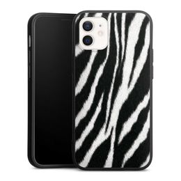 DeinDesign iPhone 12 mini Handy Premium Silikon H&uuml;lle Handyh&uuml;lle schwarz Case Fur Muster Zebra Silikon Premium Case