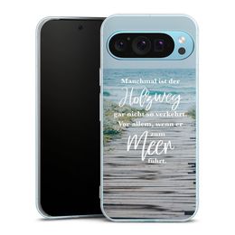 DeinDesign Google Pixel 9 Pro XL Handy Silikon H&uuml;lle Case transparent Handyh&uuml;lle Statement Beach Spruch Silikon Case