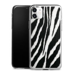DeinDesign iPhone 11 Handy Slim Case Silikon Handyh&uuml;lle transparent H&uuml;lle extra d&uuml;nn Zebra Fur Muster Silikon Slim Case