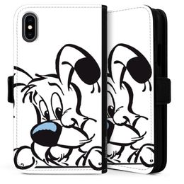 DeinDesign iPhone X Handy Klapph&uuml;lle Handyh&uuml;lle aus Kunst Leder schwarz Flip Case Idefix Official Licensed Product Comic Sideflip mit langer Lasche