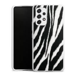 DeinDesign Galaxy A53 5G Handy Silikon H&uuml;lle Case wei&szlig; Handyh&uuml;lle Fur Muster Zebra Silikon Case