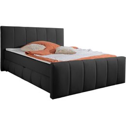 Boxbett Home Affaire "Boxbett Hanelore inkl. Bettkasten, Topper, Kopf- und Fu&szlig;teil", schwarz, B:212cm L:220cm, Komplettbetten, Boxbett mit Bettkasten und Fu&szlig;teil, inkl. Topper
