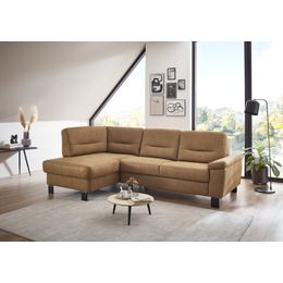 Ecksofa DIE PLANBAR, B:244cm H:88cm T:160cmzimt, 100% Polyester, Wohnzimmer, Sofas, "PP-PF23172", Eckgarnitur mit besonders kleinem Stellma&szlig; ca. 160