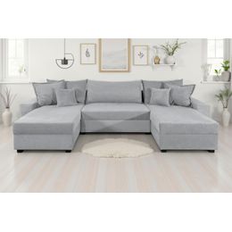 Wohnlandschaft OTTO HOME, B:313cm H:42cm T:161cmsilbergrau, 100%Polyester, Sofas, "Alexa", Wohnlandschaft,2 Ottomane,Bonnelfederkern,Schlaffunktion