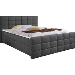 Boxbett Home Affaire, anthrazit, B:187cm L:220cm, Komplettbetten, Boxbett mit Bettkasten und Fu&szlig;teil, inkl. Topper