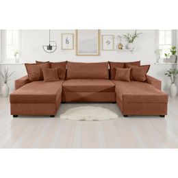 Wohnlandschaft OTTO HOME, B:313cm H:42cm T:161cmterra, 100%Polyester, Sofas, "Alexa", Wohnlandschaft,2 Ottomane,Bonnelfederkern,Schlaffunktion