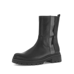 Stiefelette Gabor "Sportliche Stiefelette Glattleder", Damen, Gr. 38, schwarz, Schuhe Stiefelette