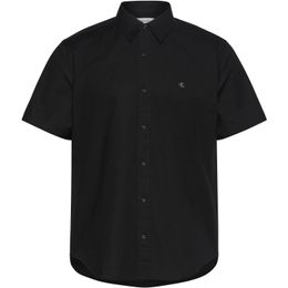 Kurzarmhemd Calvin Klein Jeans "CLASSIC OXFORD SHIRT", Herren, Gr. L, N-Gr, schwarz, Web, Obermaterial: 98% Baumwolle, 2% Elasthan, unifarben, regular fit normal, Rundhals, eingesetzt gerader Abschluss, Hemden, Regular fit mit Button-Down-Kragen