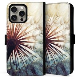 DeinDesign iPhone 16 Pro Handy Klapph&uuml;lle Handyh&uuml;lle aus Kunst Leder schwarz Flip Case Photography Dandelion Flowers Sideflip mit Lasche