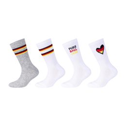 Socken s.Oliver "CHILDREN CREW SOCKS", Herren, Gr. 35-38, wei&szlig; mix, 1000, Obermaterial: 49% Baumwolle, 47% Polyester, 4% Elasthan, Socken Socken, Fussball WM 2026